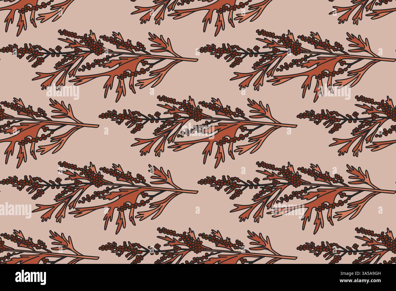 Botanical plant seamless pattern with berries vector illustration ...