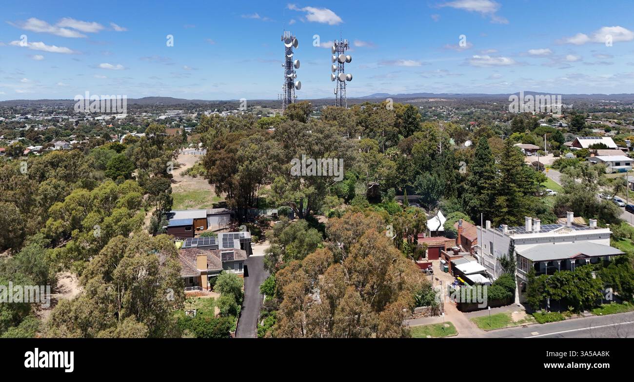 aerial view of communication towers in Bendigo, Victoria Stock Photo - Alamy