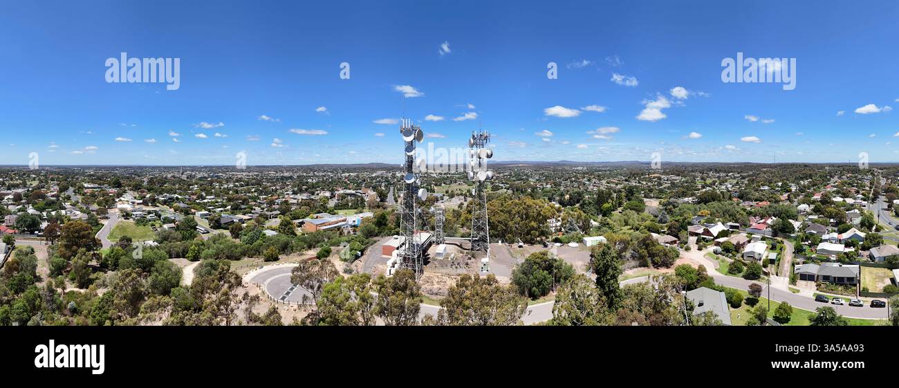 aerial view of communication towers in Bendigo, Victoria Stock Photo ...