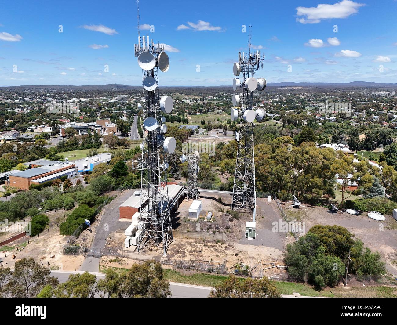 aerial view of communication towers in Bendigo, Victoria Stock Photo - Alamy