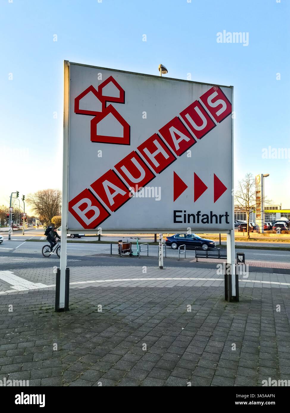 Kiel, Germany 15 March 2025, Large Bauhaus sign marking the entrance to ...