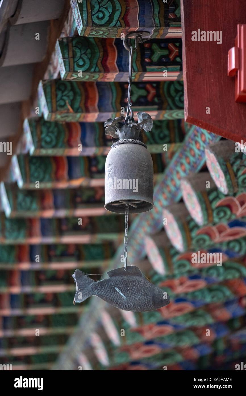 Punggyeong, a wind chime in fish shape. It is often placed near ...