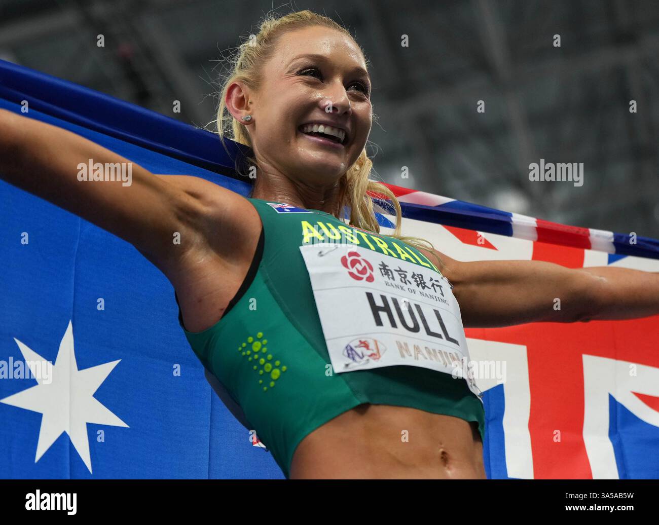 Nanjing, China's Jiangsu Province. 22nd Mar, 2025. Third placed Jessica Hull of Australia ...