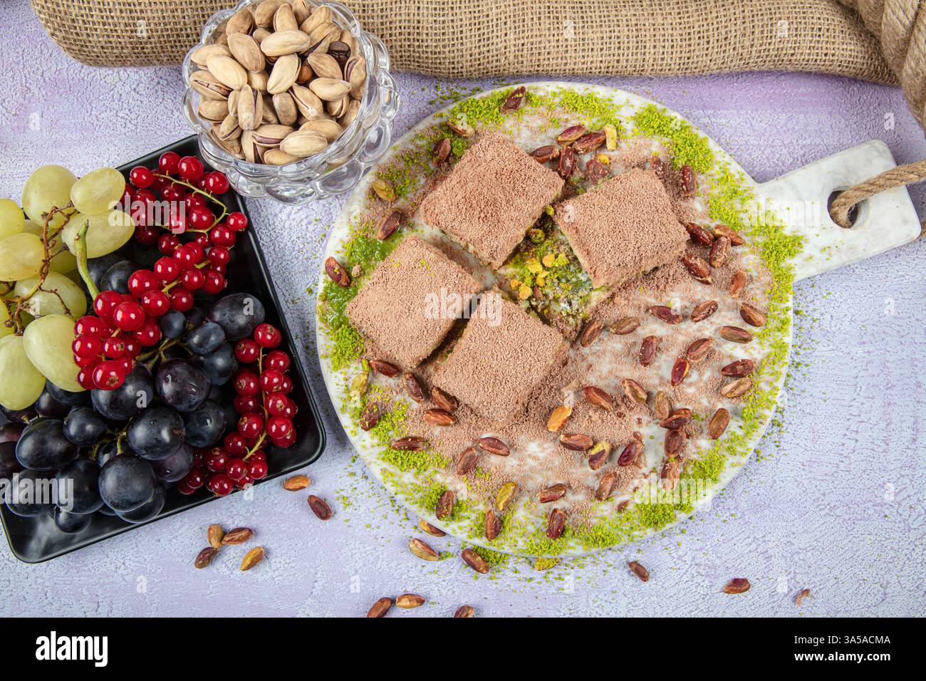 Cold baklava prepared with milk and pistachio is very popular ...