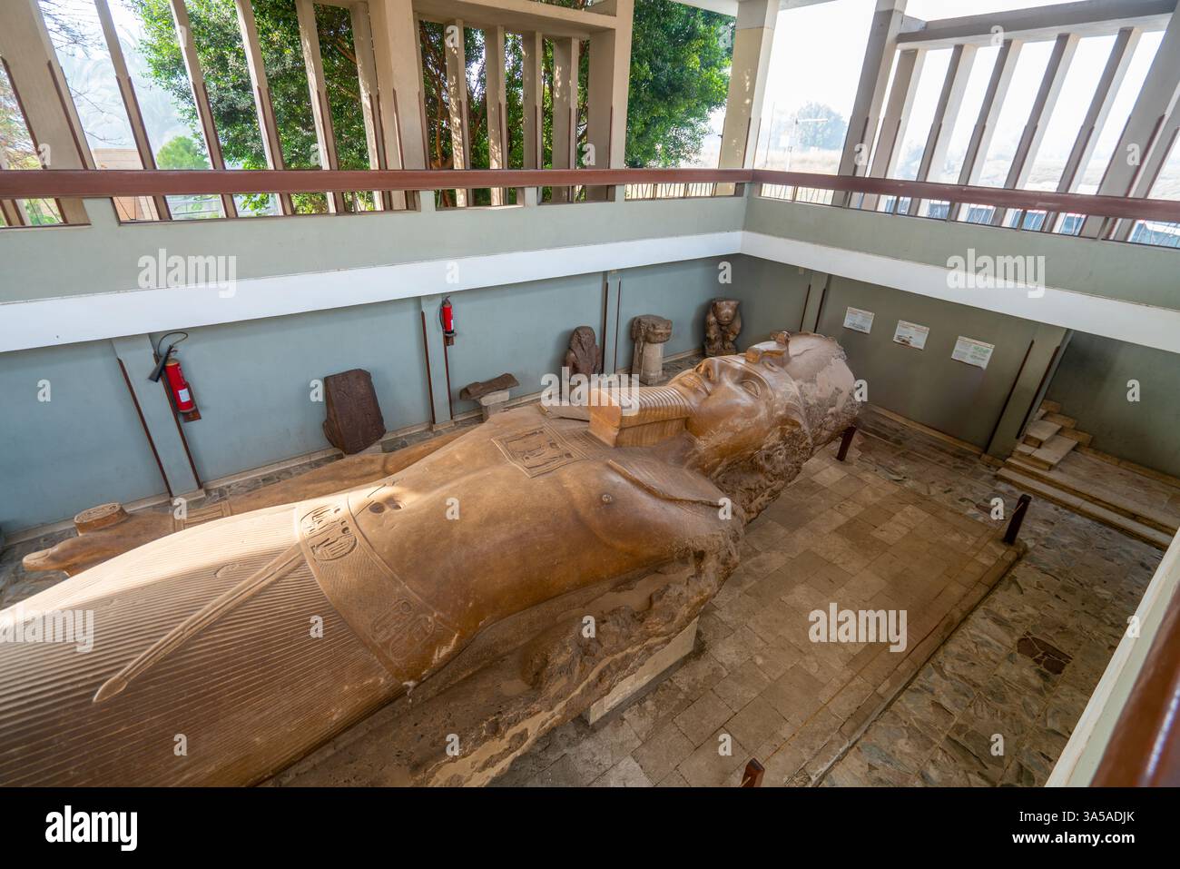 Memphis, Egypt - January 14, 2025: A detailed view of the reclining ...
