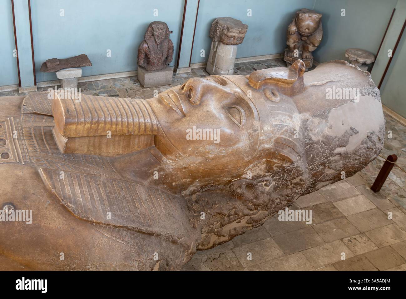Memphis Museum, Egypt - January 14, 2025: A colossal ancient Egyptian ...