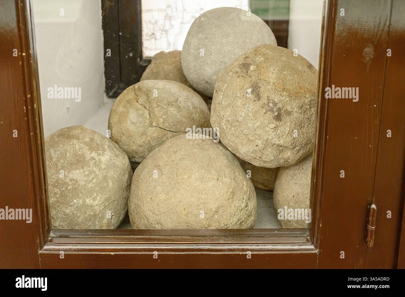 Ancient stone projectiles in the Navy Museum located in the Torre del ...
