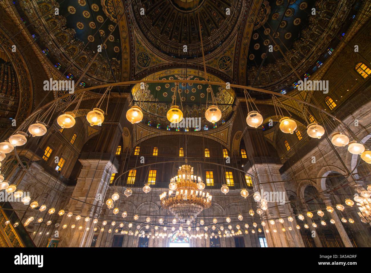 Cairo, Egypt - January 14, 2025: The interior of the Mohamed Ali Mosque ...