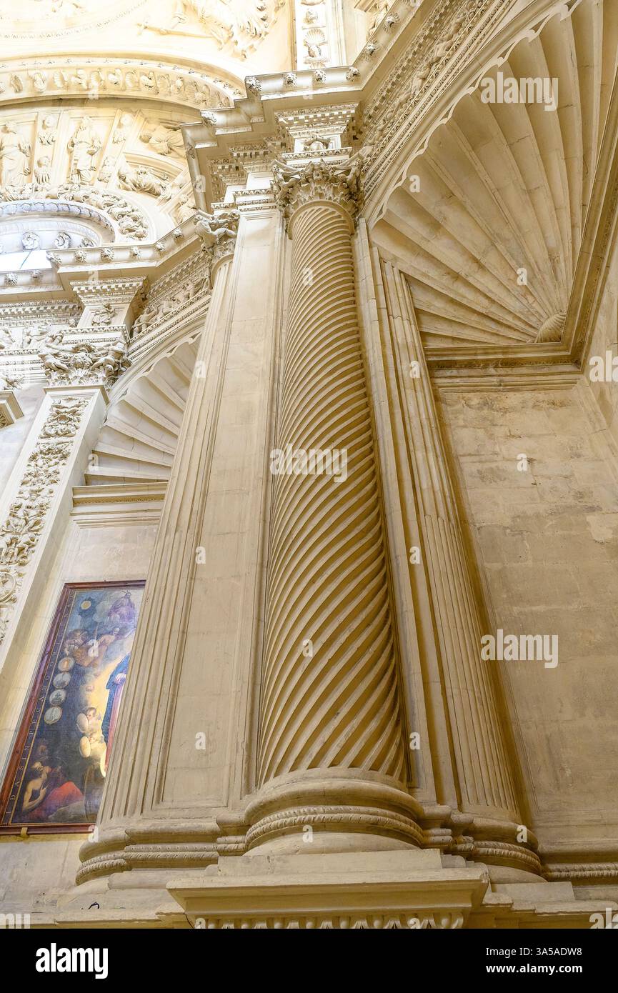 Architectural column and arches with decorations in the interior of the ...
