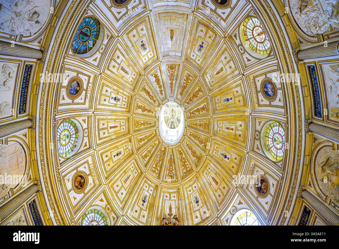 Stained glass skylights and architectural features of the luxurious ...