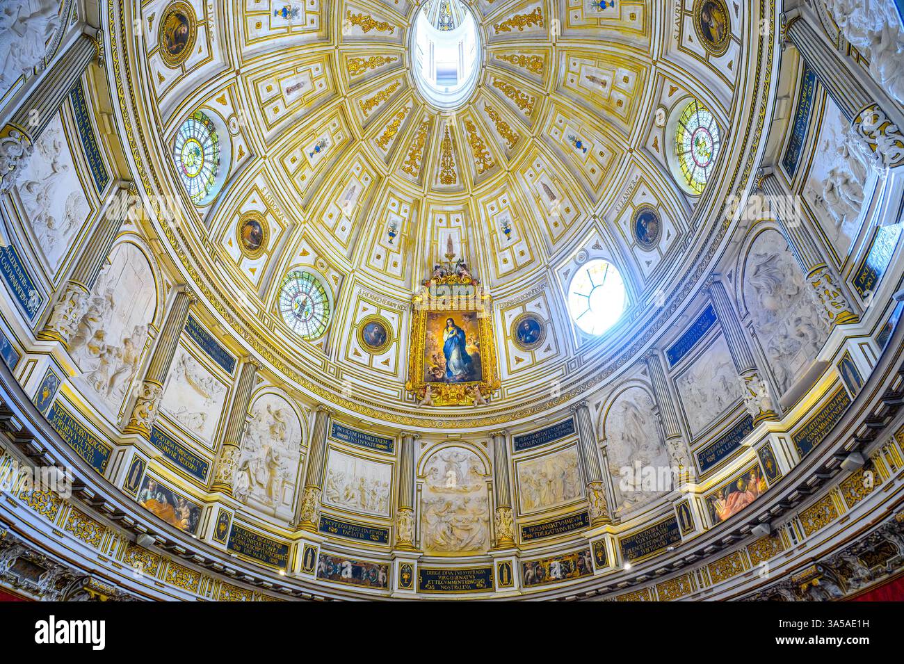 Stained glass skylights and architectural features of the luxurious ...