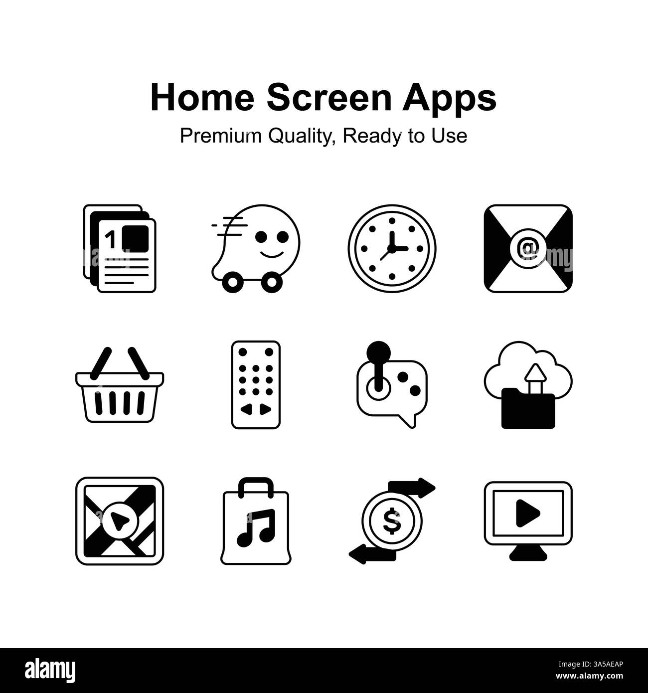 Visually perfect home screen apps icons set, ready to use and download ...