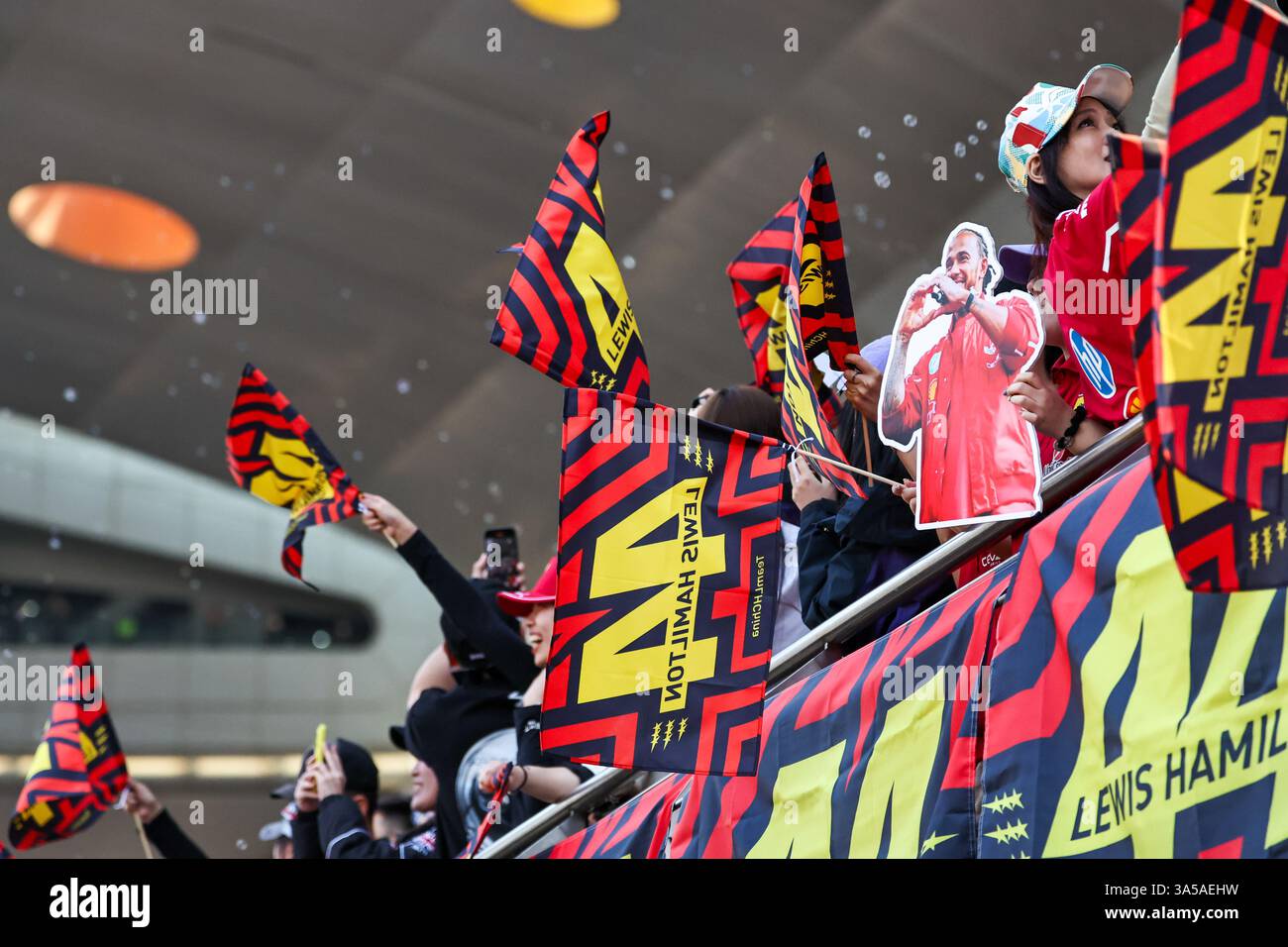 SHANGHAI, CHINA- MARCH 22: Lewis Hamilton's fans cheer during Sprint ...
