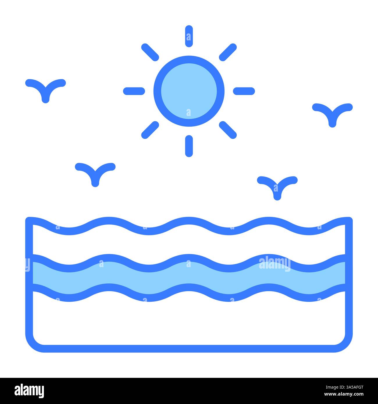 An editable graphic design of sea in trendy style, sunshine vector ...