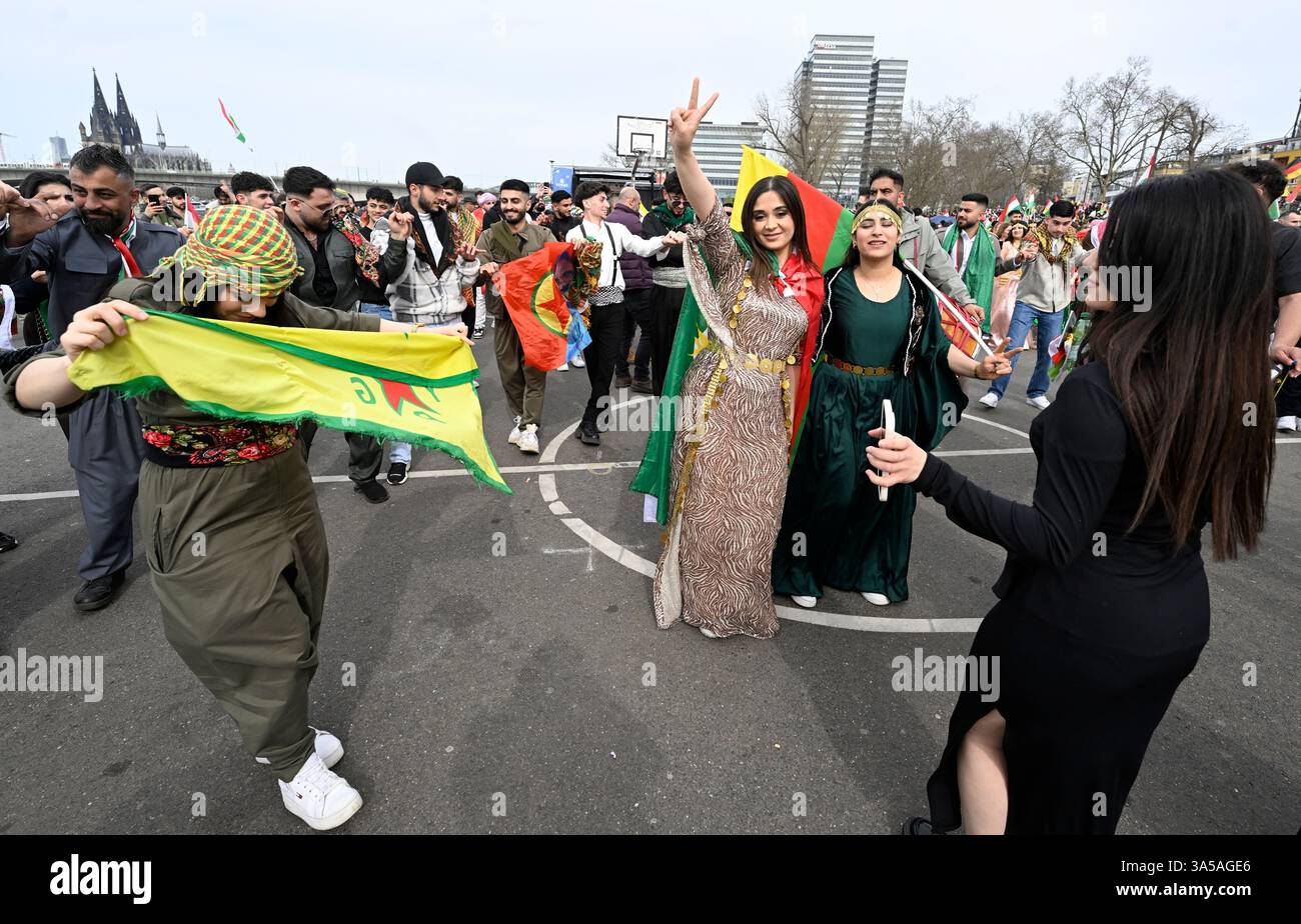 Cologne, Germany. 22nd Mar, 2025. Kurds celebrate the Kurdish New Year ...