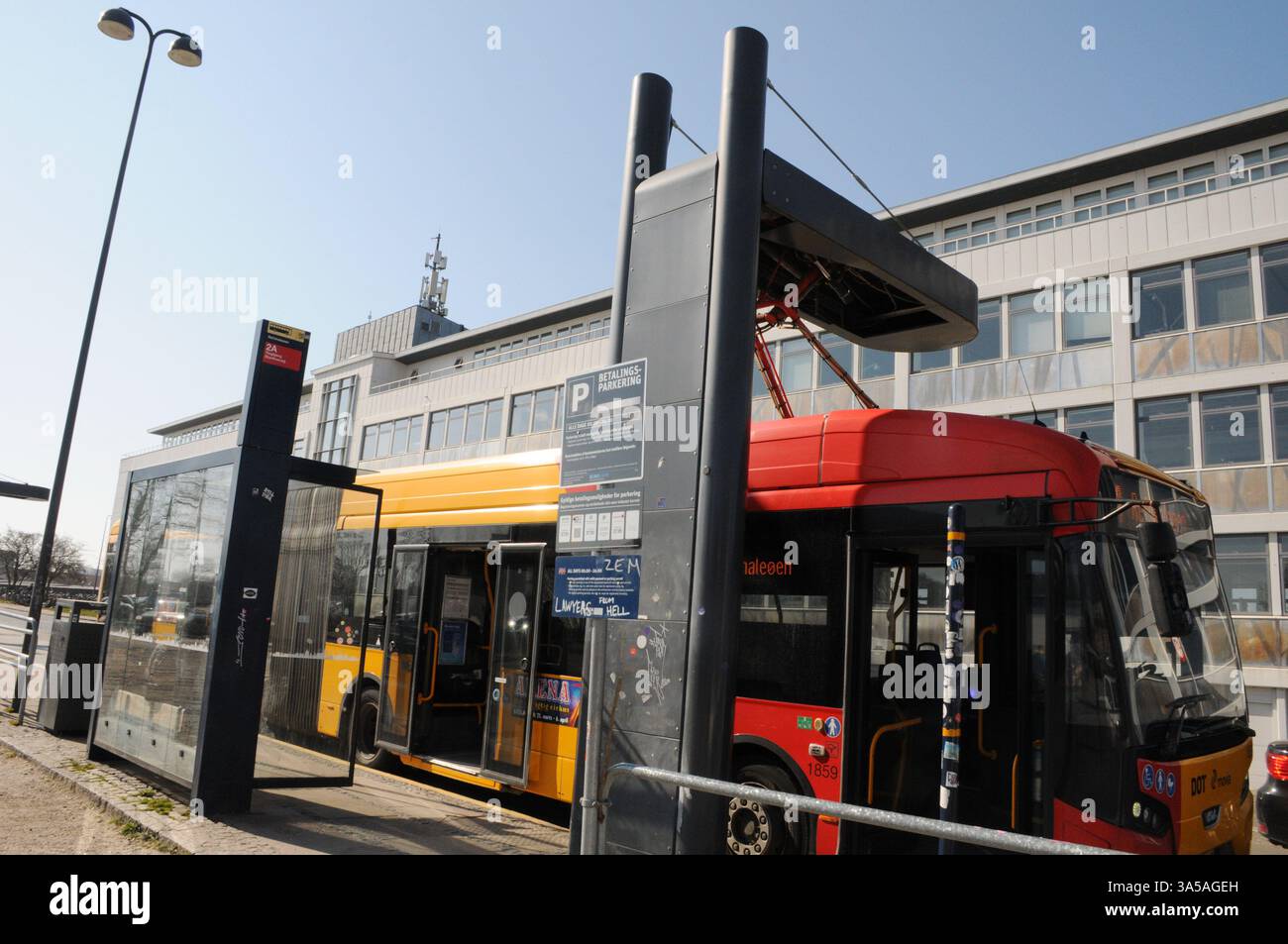 Copenhagen/ Denmark/22 MARCH 2025/2A route vdl motory bus is recharging ...