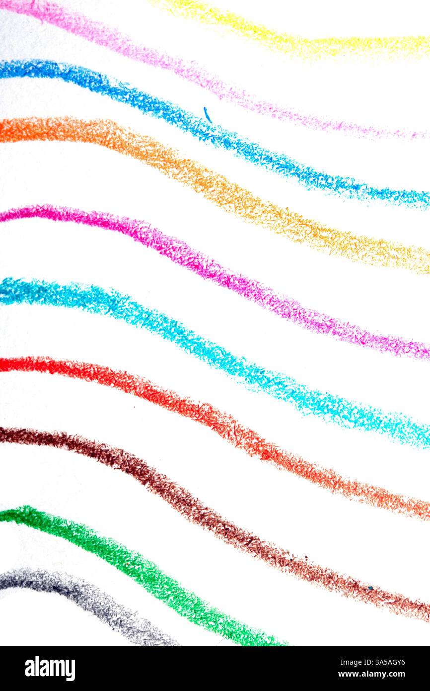 Pastel Oil Crayon Multicolour Rainbow Geometric Lines Child Like ...