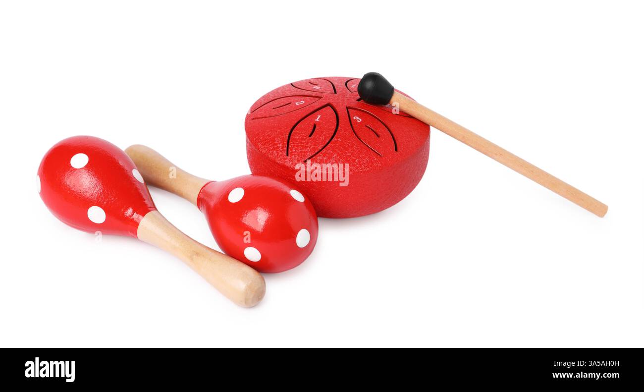 Colorful toy musical instruments isolated on white Stock Photo - Alamy