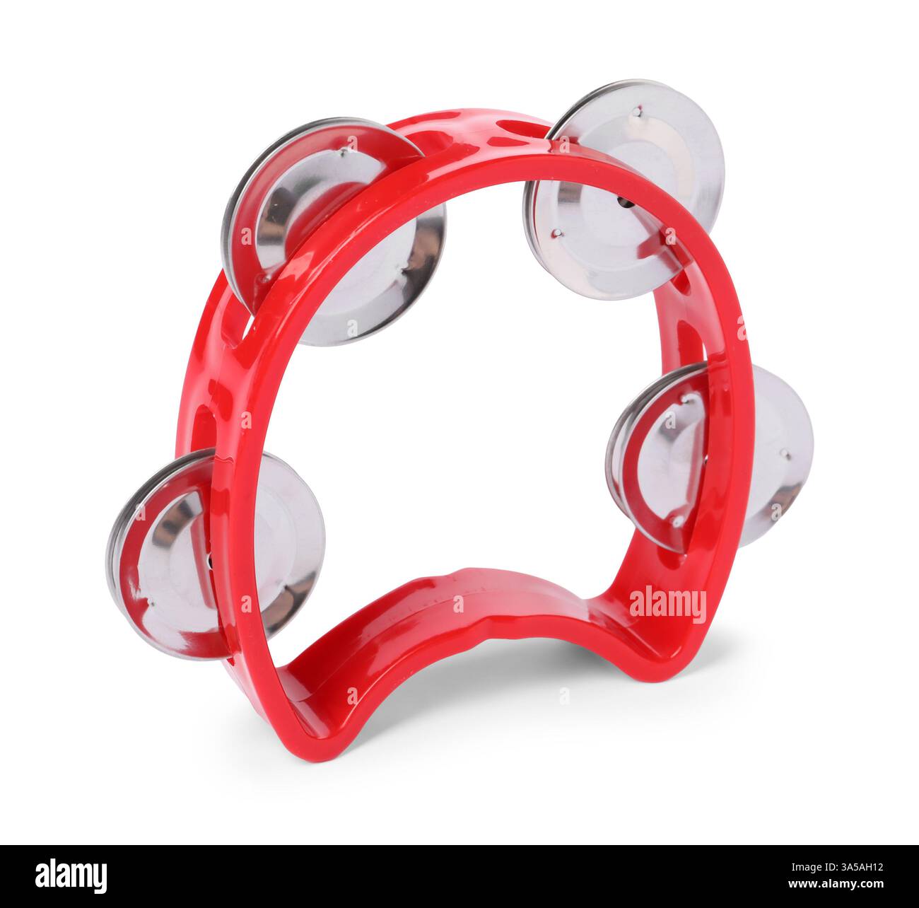 Red toy tambourine isolated on white. Child's musical instrument Stock ...