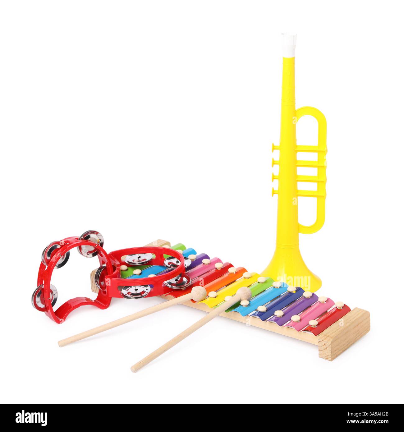 Colorful toy musical instruments isolated on white Stock Photo - Alamy