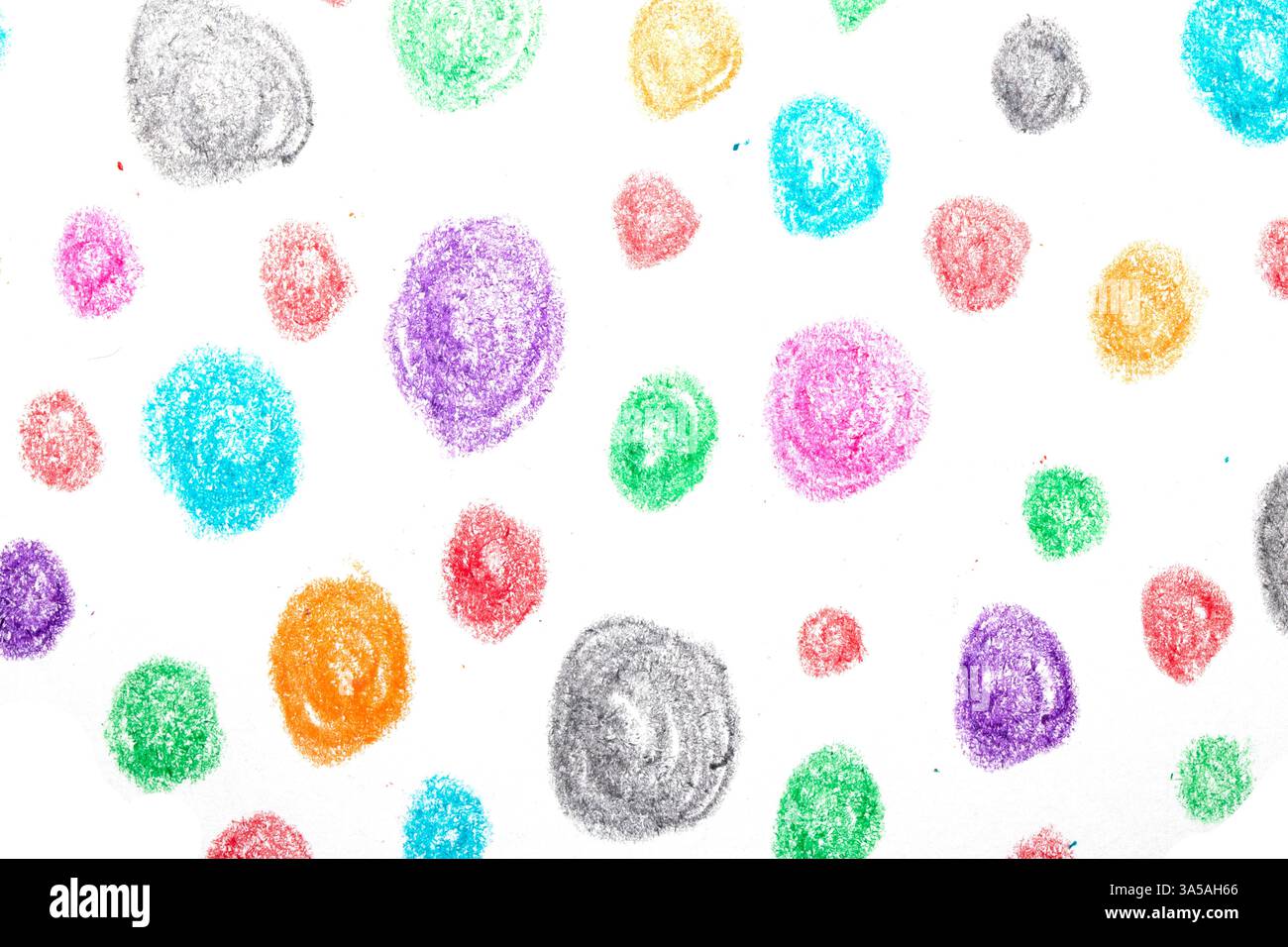 Pastel Oil Crayon Multicolour Rainbow Dots and Spots Child Like Drawing ...