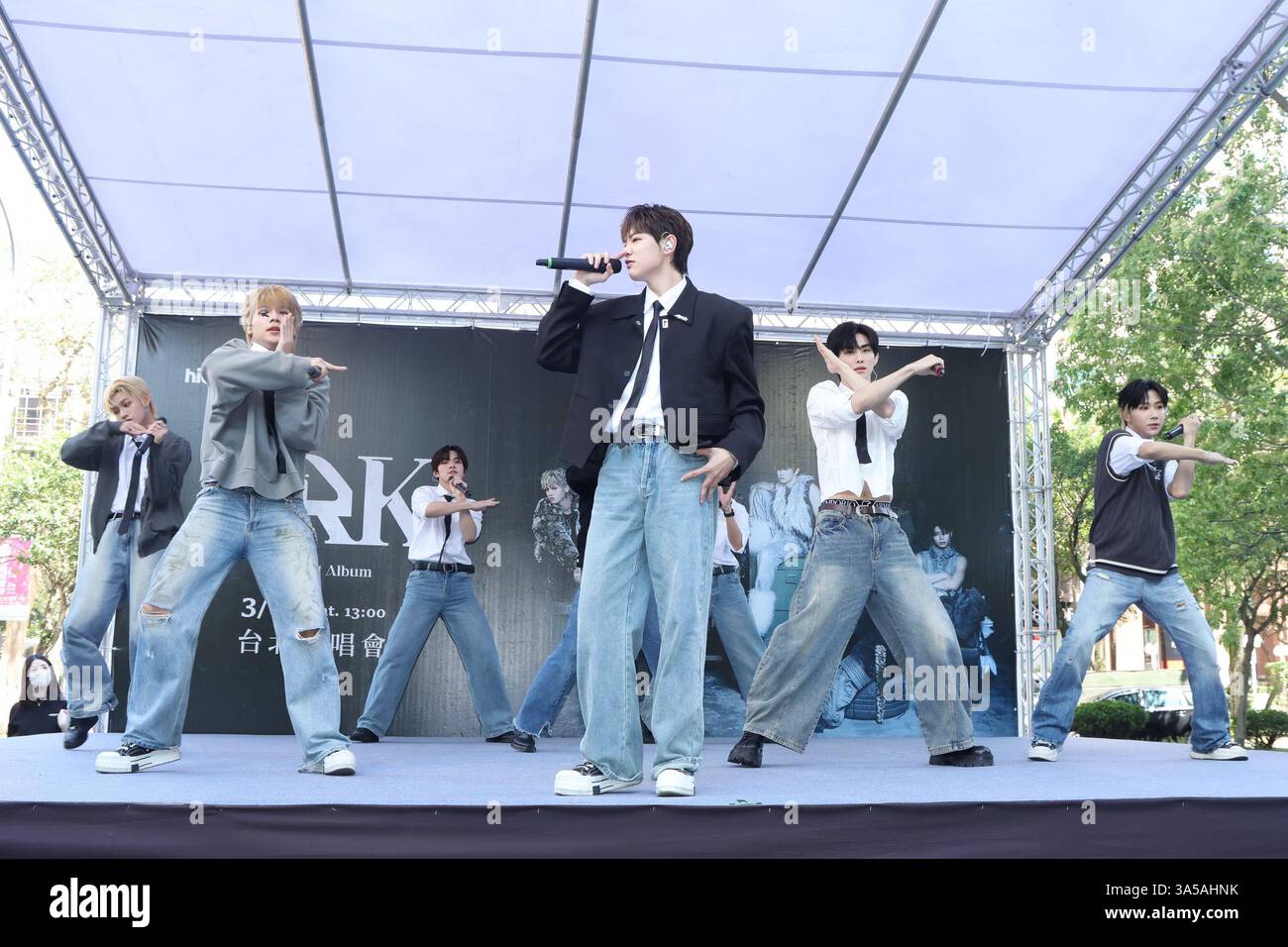 Taipei. 22nd Mar, 2025. Boy band ARKis attends a signing for their debut album ARK in Taipei on ...
