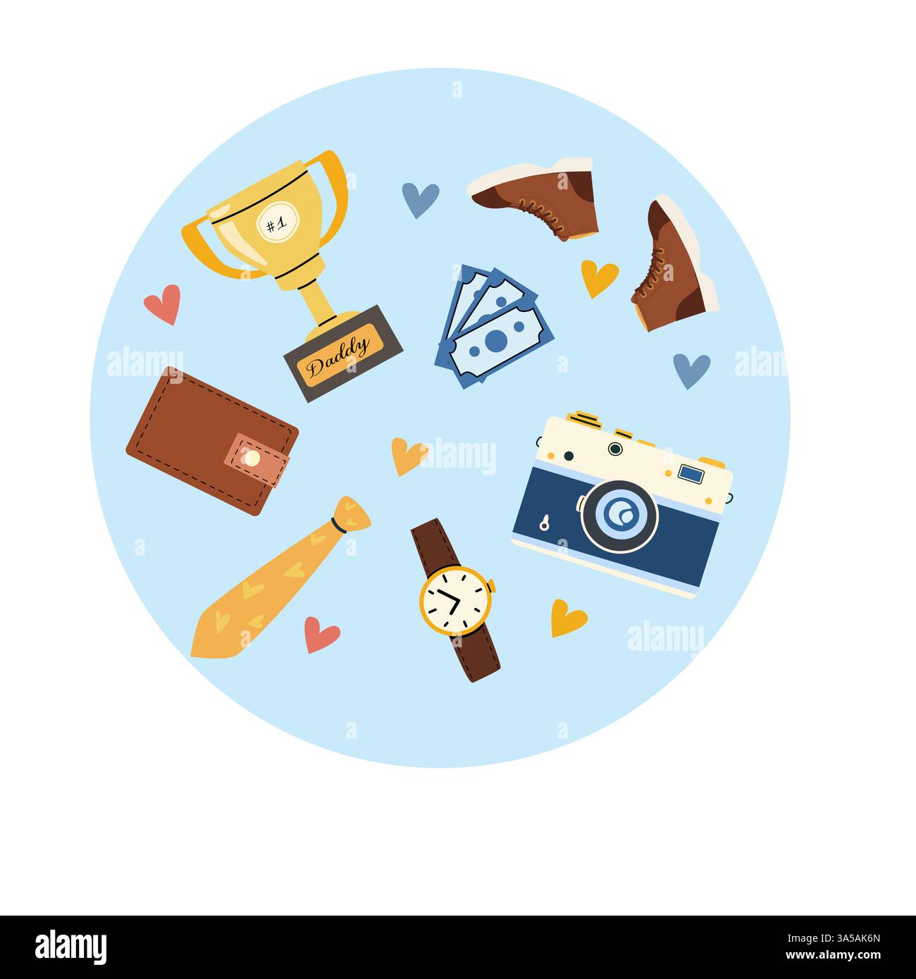 Happy father's day celebration set with gifts and accessories for dad ...