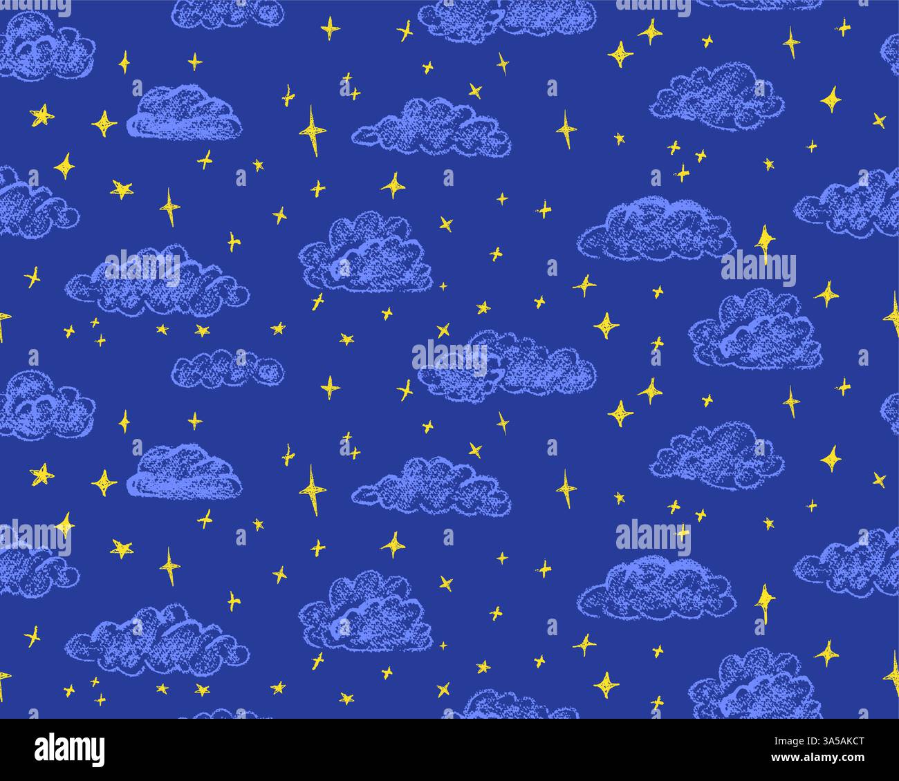 Chalk clouds seamless pattern. Midnight sky abstract background with ...