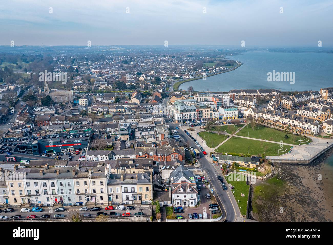 Drone flight over town buildings hi-res stock photography and images ...