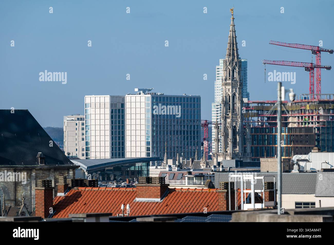 Cityscape with the gothic town hall and the Oxy tower under ...
