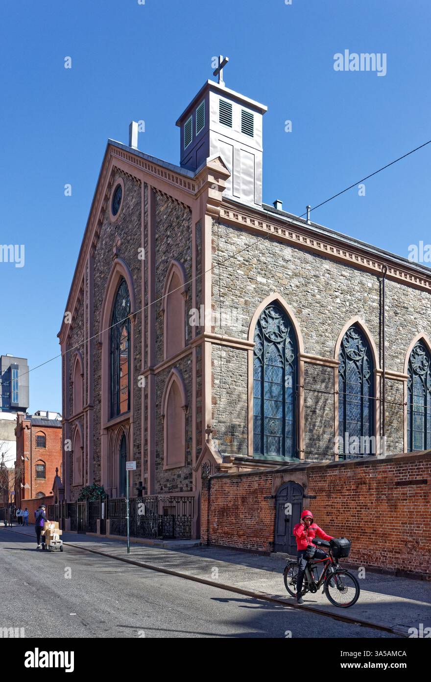 NYC landmark Old St. Patrick’s Cathedral, built in 1815 and restored after fire in 1886, is a ...
