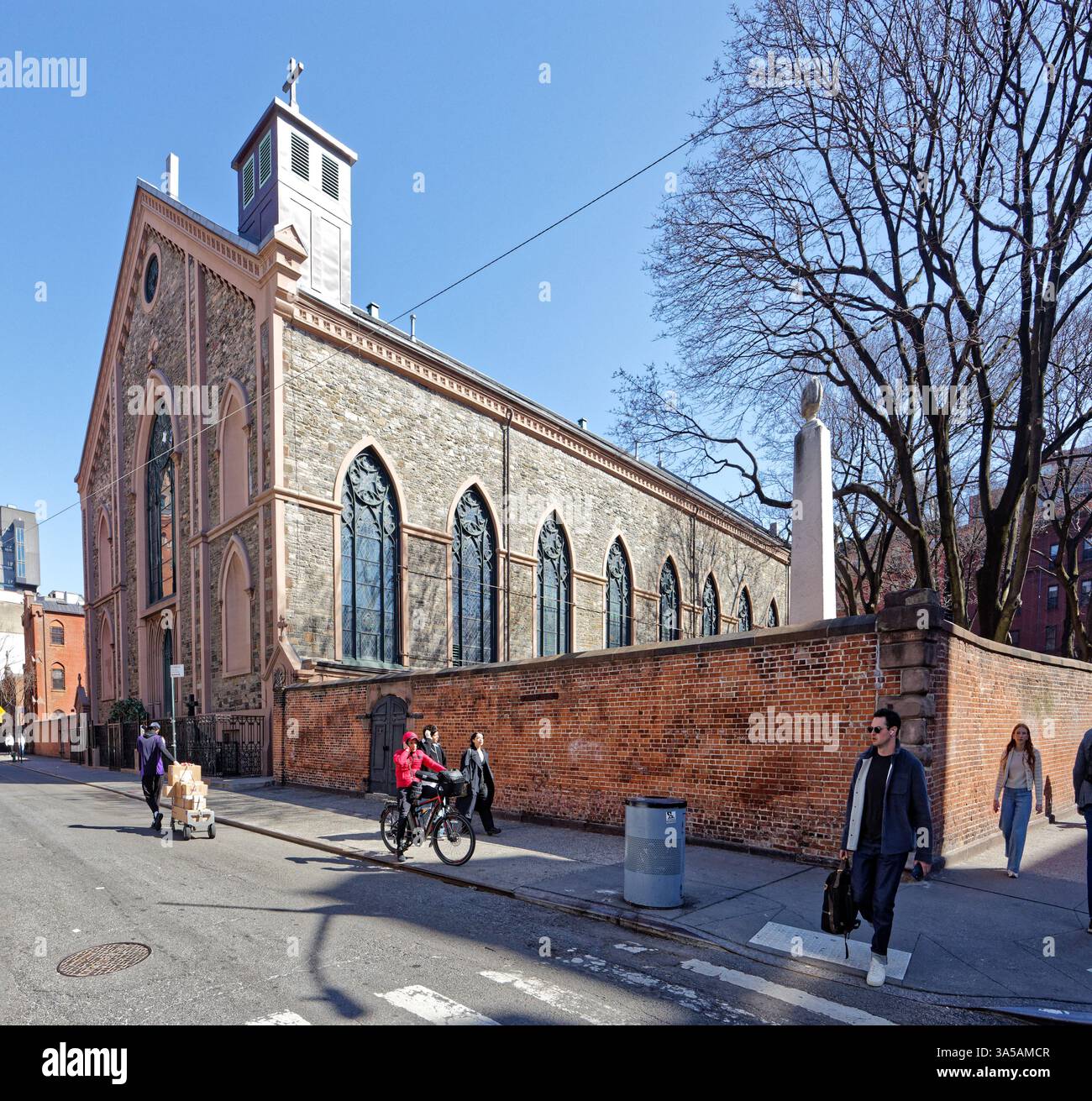 NYC landmark Old St. Patrick’s Cathedral, built in 1815 and restored after fire in 1886, is a ...