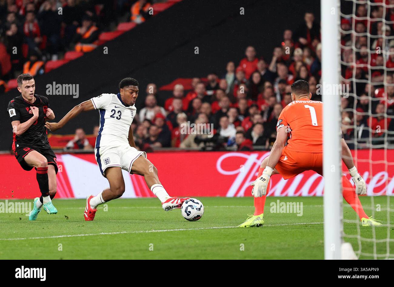 London, England, 21st March 2025. Myles Lewis-Skelly of England scoring ...