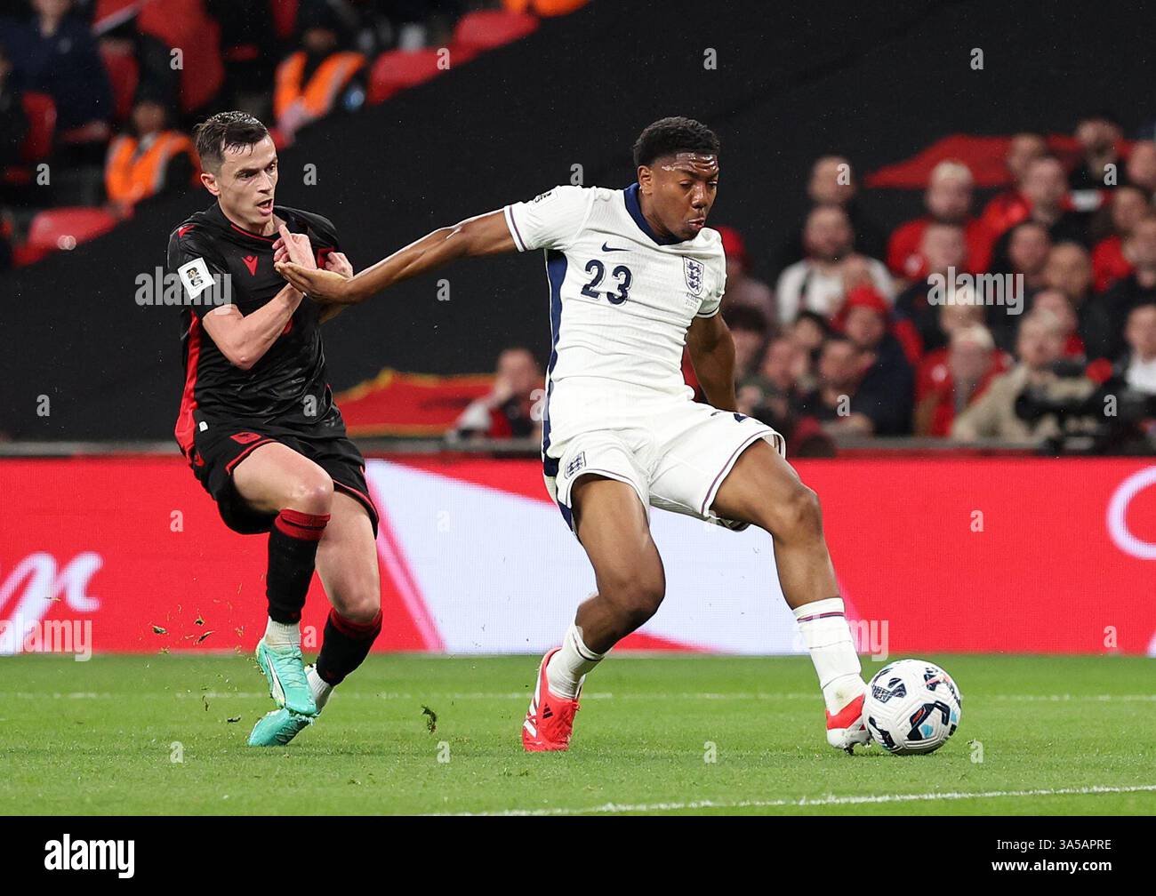 London, England, 21st March 2025. Myles Lewis-Skelly of England scoring ...