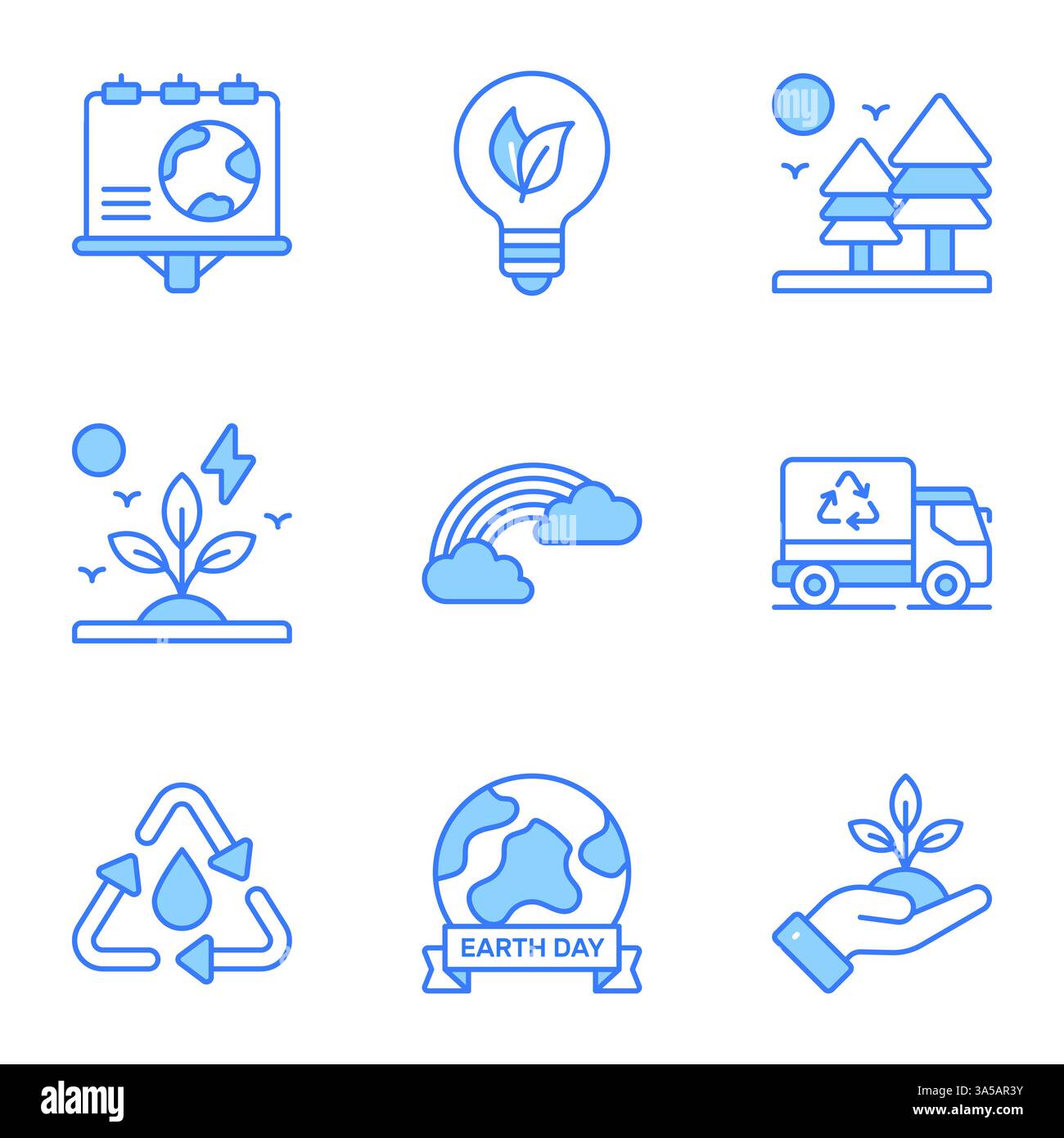 World mother earth day related icons set such as, billboard, energy ...