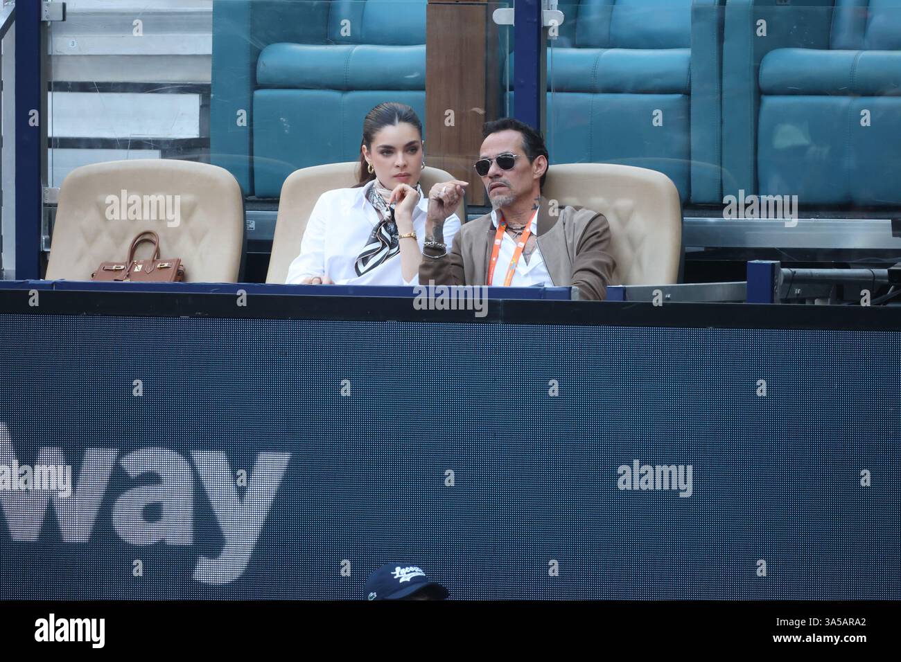Miami Gardens, Florida, USA. 21st Mar, 2025. Marc Anthony and his wife Nadia Ferreira attend the ...