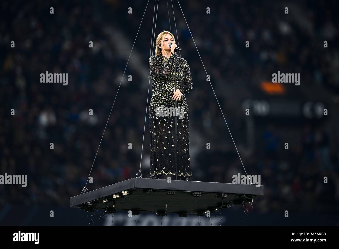 French singer Louane Emera during a live concert during the 6 or Six ...