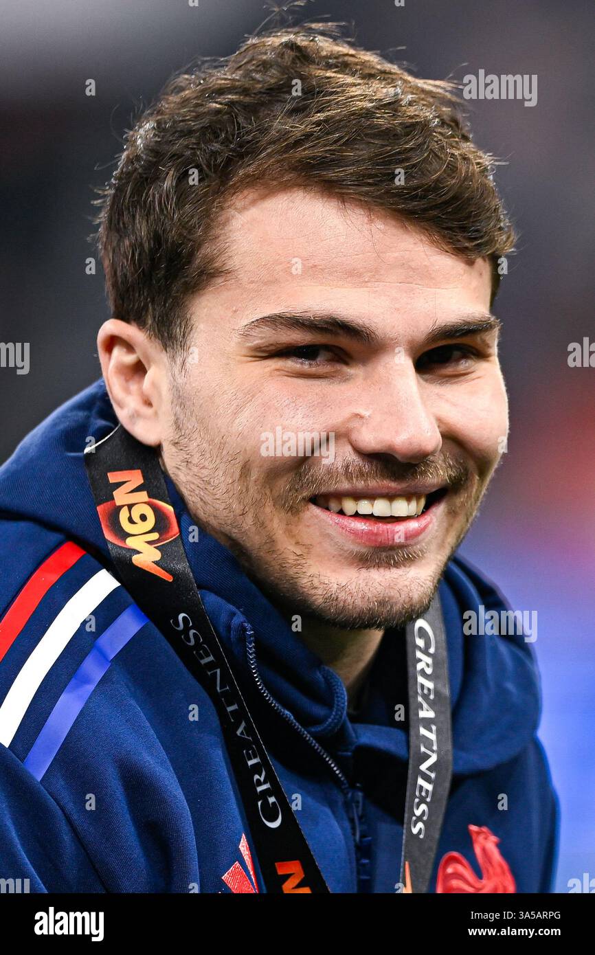 Paris, France. 15th Mar, 2025. Antoine Dupont during the 6 or Six Nations Championship rugby ...