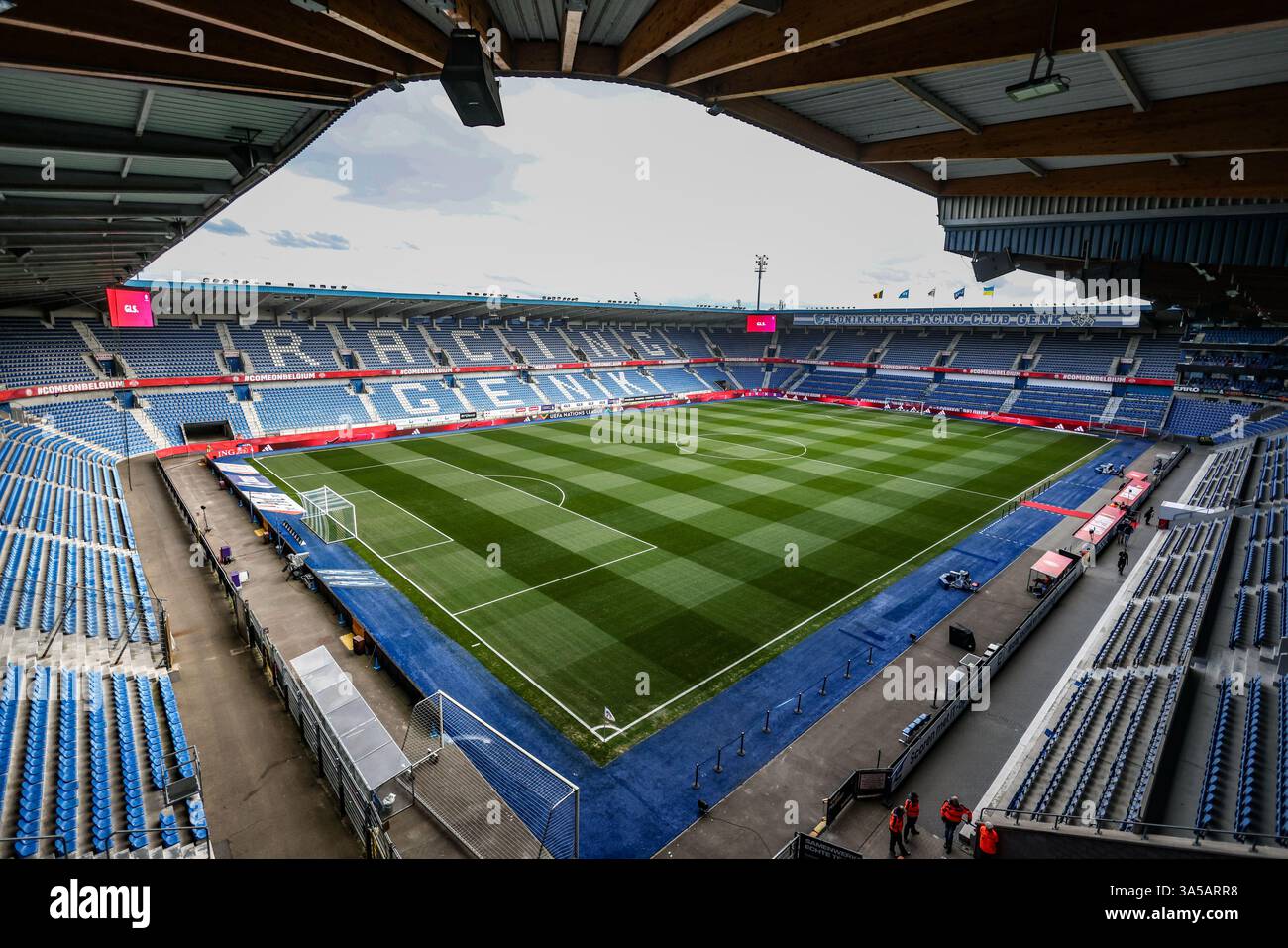 Genk, Belgium. 22nd Mar, 2025. this picture shows and the Genk Arena ...