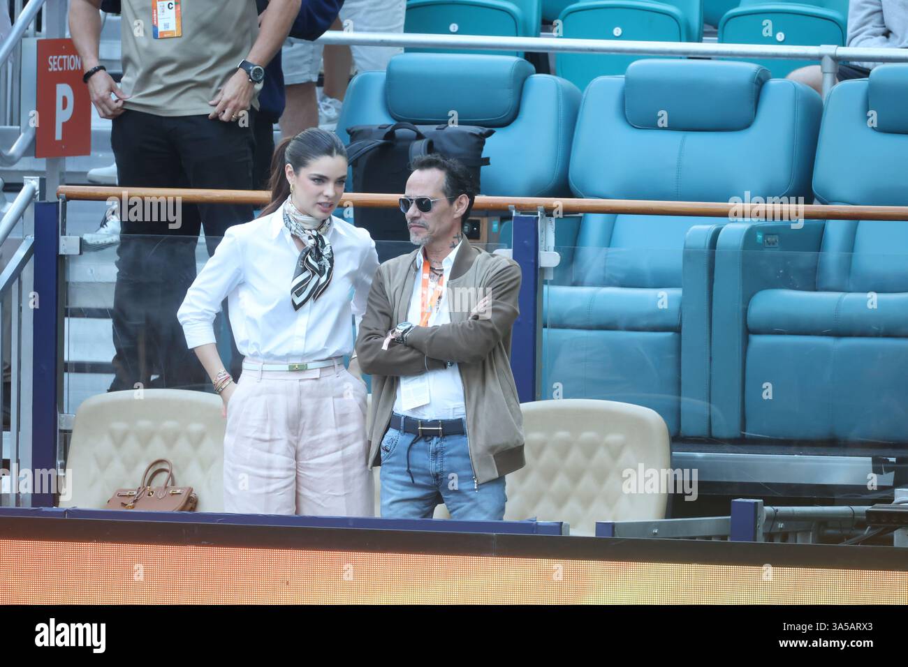 Miami Gardens, Florida, USA. 21st Mar, 2025. Marc Anthony and his wife Nadia Ferreira attend the ...