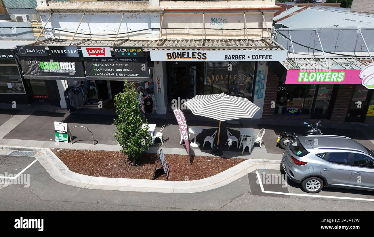 aerial view of High Street shops, Eaglehawk. suburb of City of Greater ...