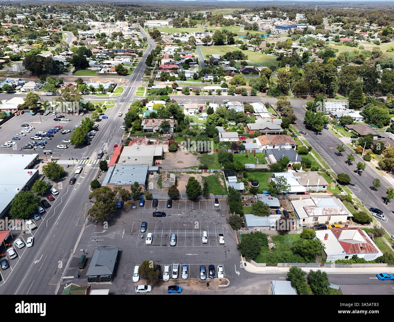 aerial view of High Street shops, Eaglehawk. suburb of City of Greater ...