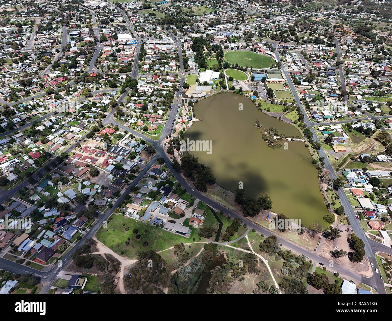 aerial view of Eaglehawk Lake Neangar, suburb of City of Greater ...