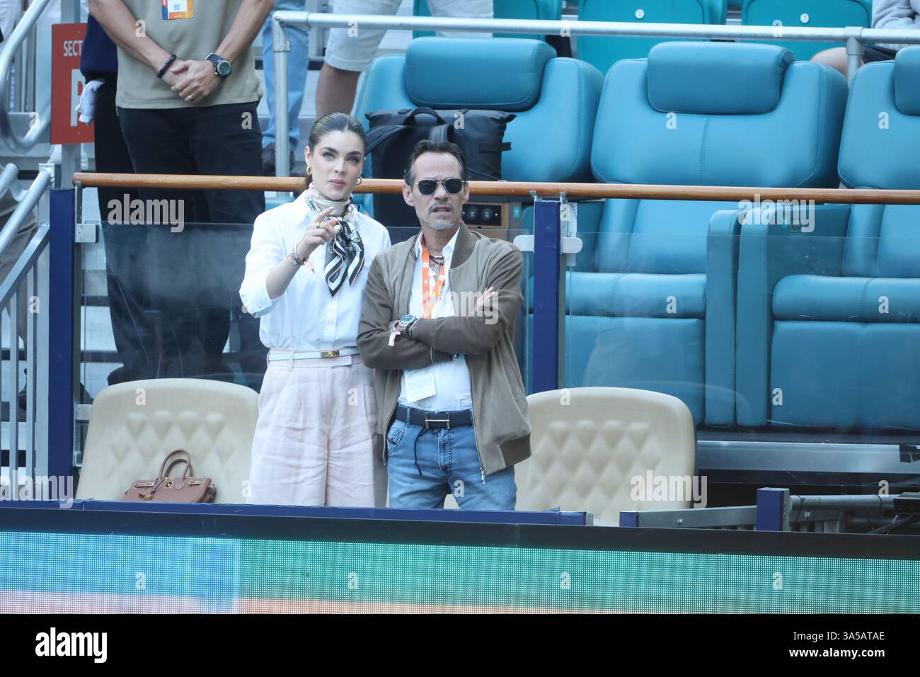 Miami Gardens, Florida, USA. 21st Mar, 2025. Marc Anthony and his wife Nadia Ferreira attend the ...