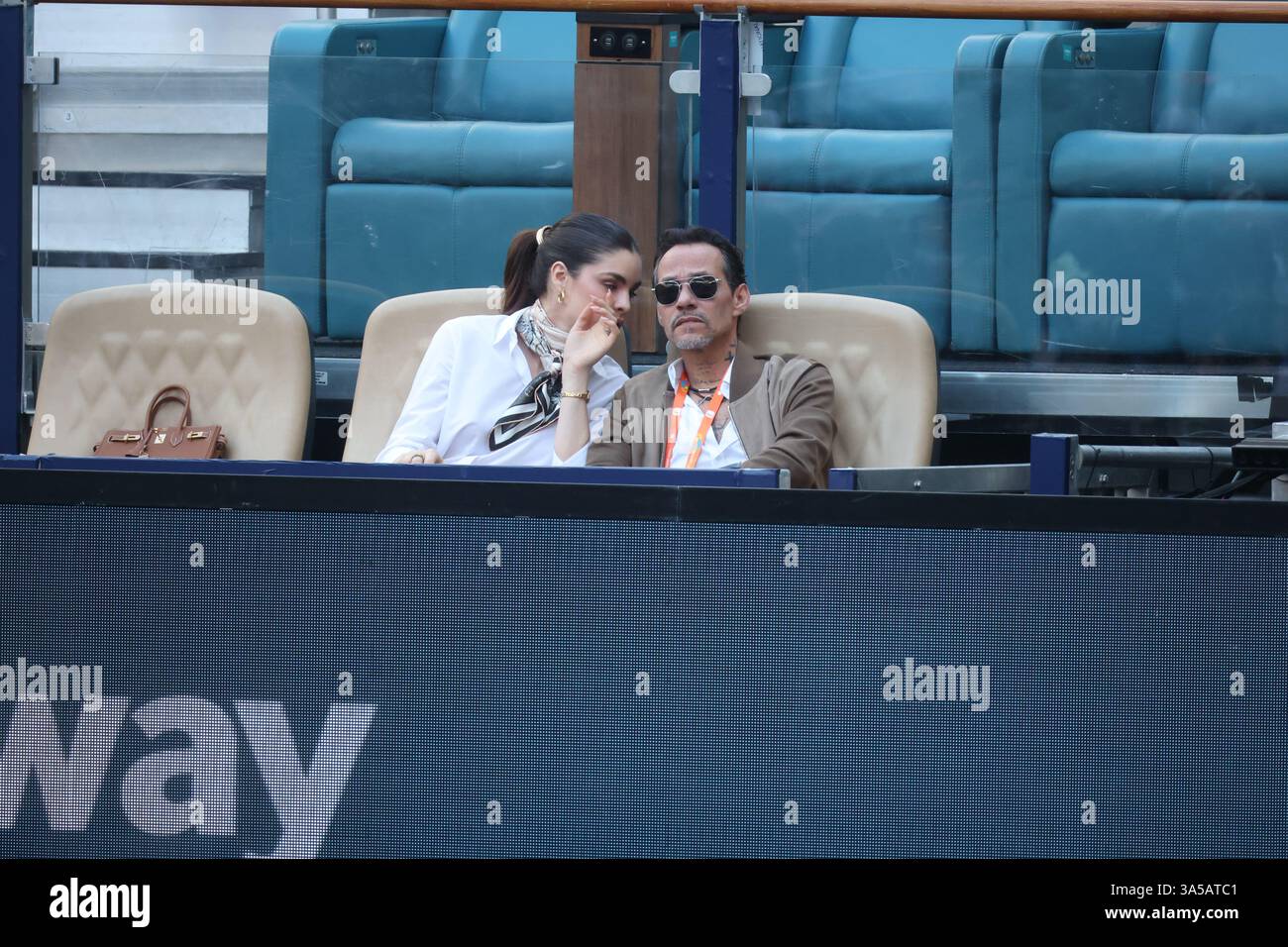 Miami Gardens, Florida, USA. 21st Mar, 2025. Marc Anthony and his wife Nadia Ferreira attend the ...