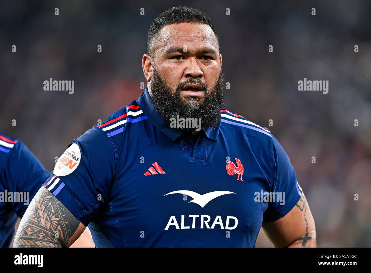 Paris, France. 15th Mar, 2025. Uini Atonio during the 6 or Six Nations ...