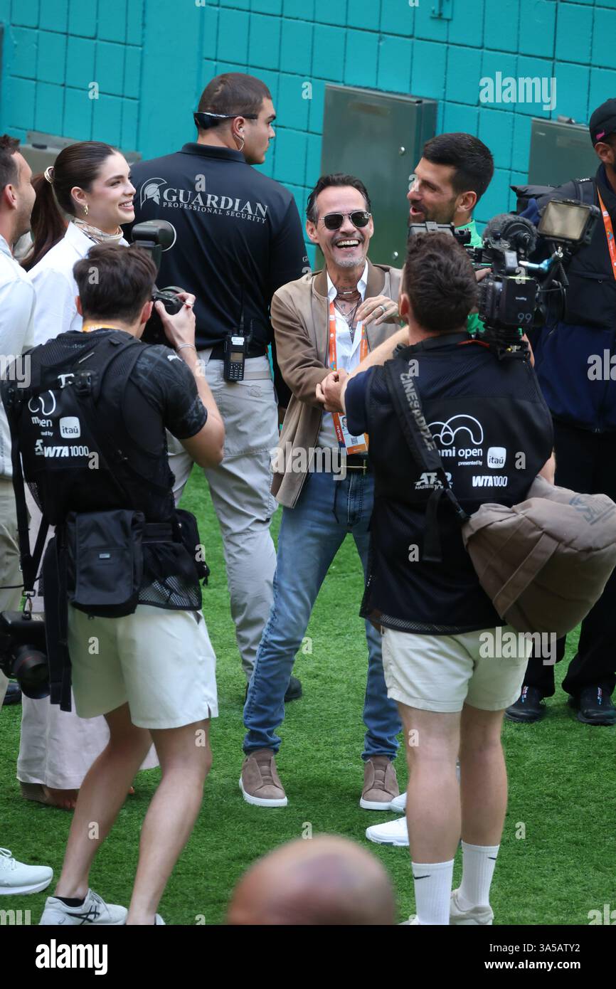 Miami Gardens, Florida, USA. 21st Mar, 2025. Marc Anthony greets Novak ...