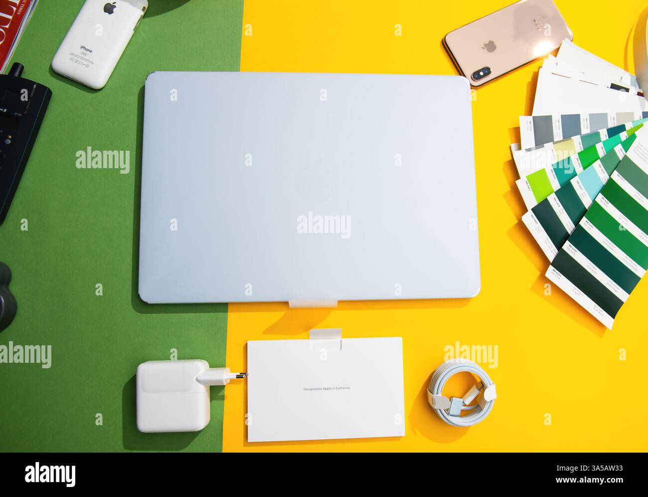 Paris, France - Mar 13, 2025: MacBook Air M4 in protective paper wrap ...