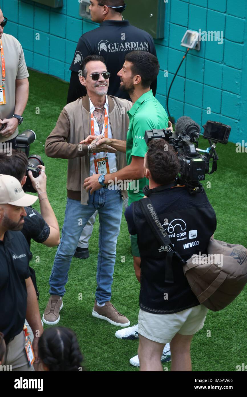 Miami Gardens, Florida, USA. 21st Mar, 2025. Marc Anthony greets Novak ...
