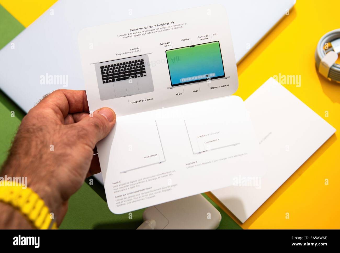 Paris, France - Mar 13, 2025: Point of view hand holding unfolded ...